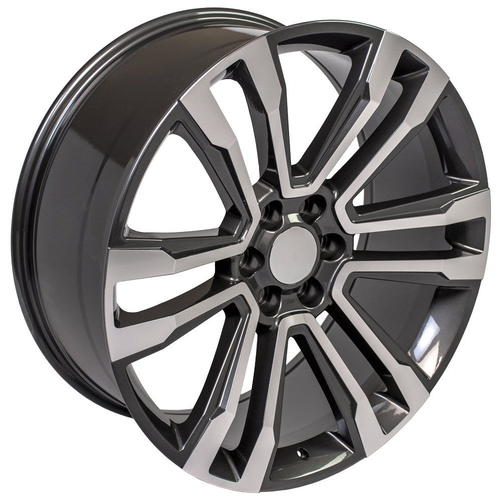 22 fits GMC - Denali Replica Wheel - Hyper Black Machined Face 24x10 ...